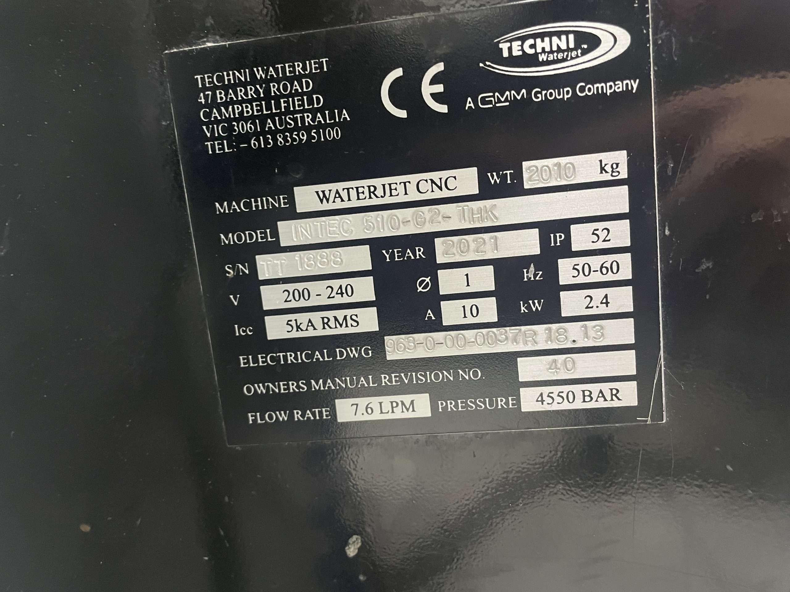 2018 Techni Intec-G2 i510 Waterjet System – เครื่องตัด CNC 5 แกน PAC60 ...